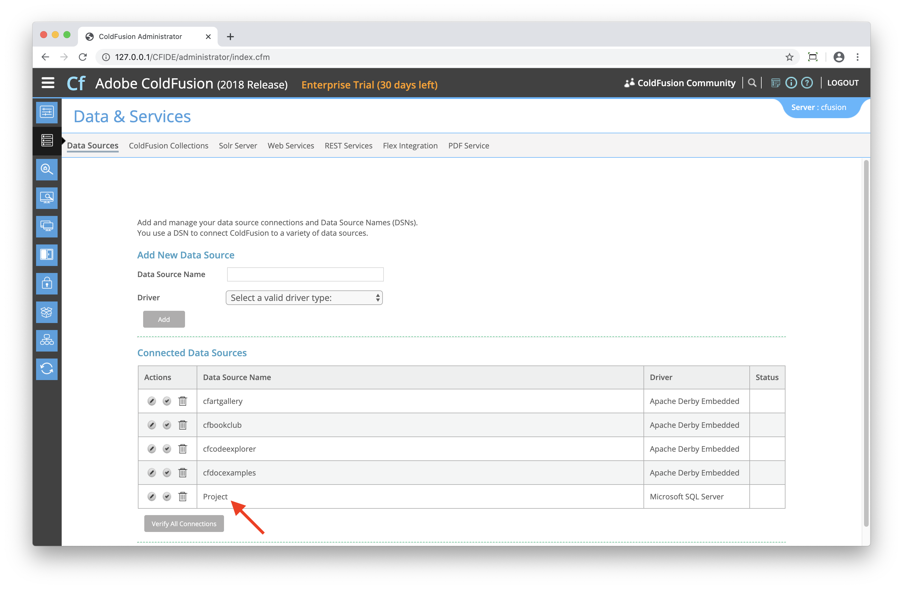 My Project Data Source persists! - ColdFusion