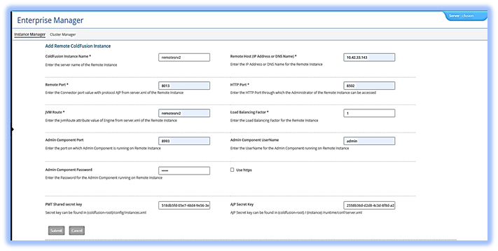 Register remote server instances and enable cluster for load balancing and failover - ColdFusion